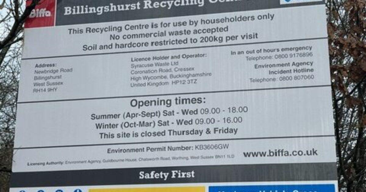 Billingshurst Recycling Centre - Horsham - Horsham Labour